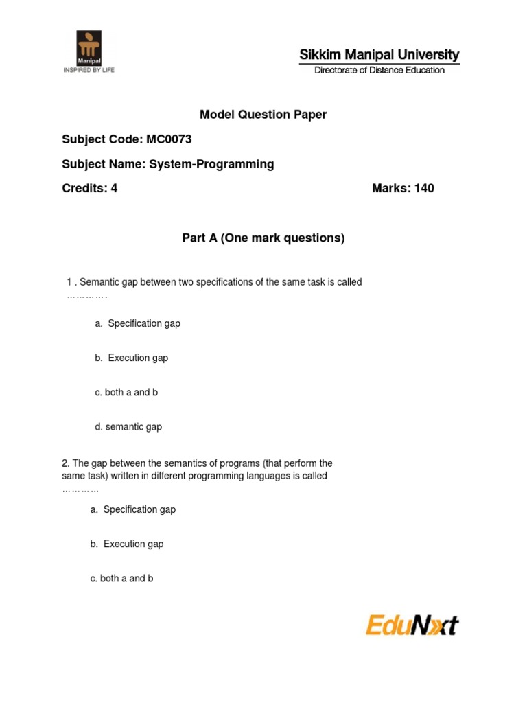 MC0073 System Programming | PDF | C (Programming Language) | Parsing