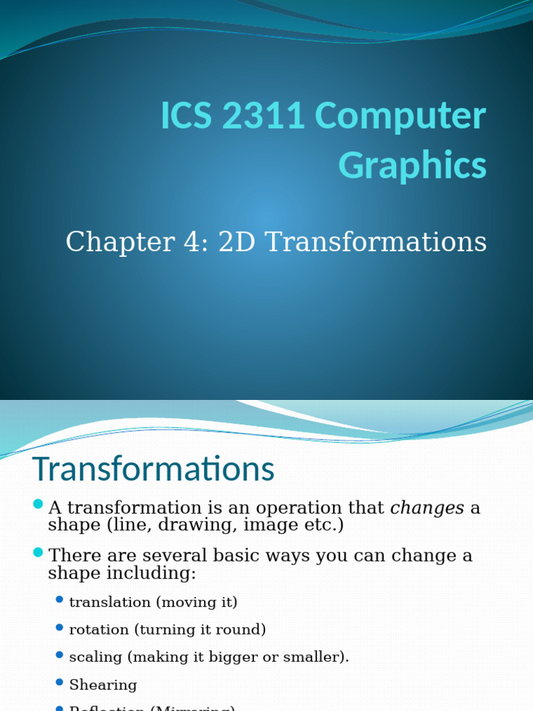 Chapter 4 2D Transformations | PDF | 2 D Computer Graphics ...