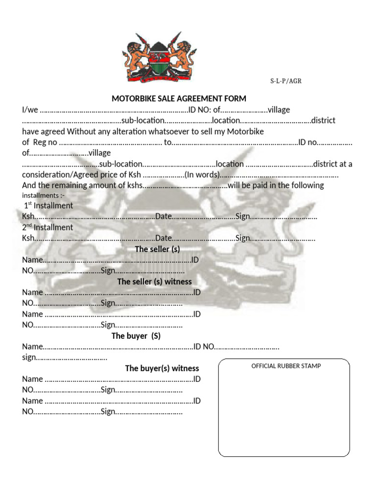Machine Sale Agrrement Form | PDF