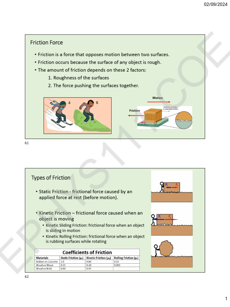 Lec 4 - Friction - Spring.forces | PDF | Friction | Force