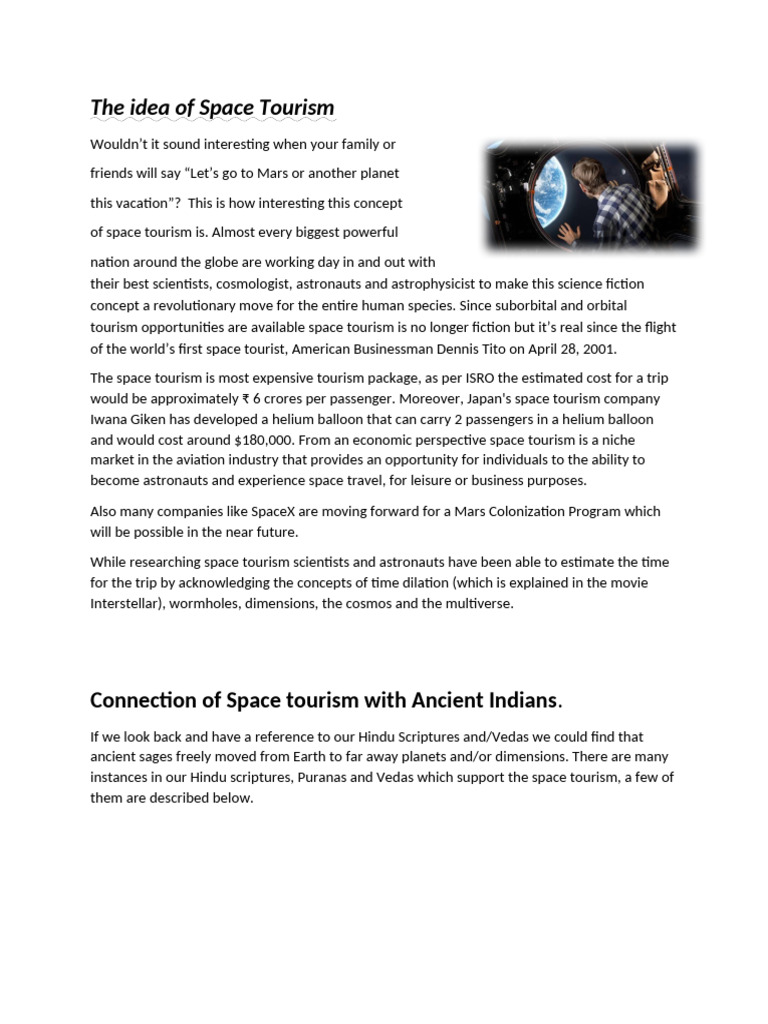Exploring Space Tourism and Ancient Insights | PDF | Universe | Hindu Texts