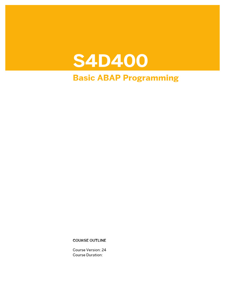 ABAP Programming Course Overview | PDF | Databases | Data Model