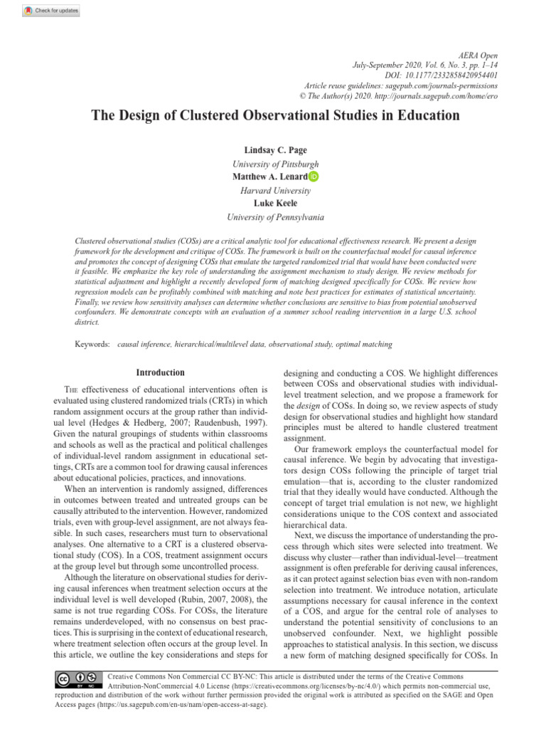 Page Et Al 2020 The Design of Clustered Observational Studies in ...