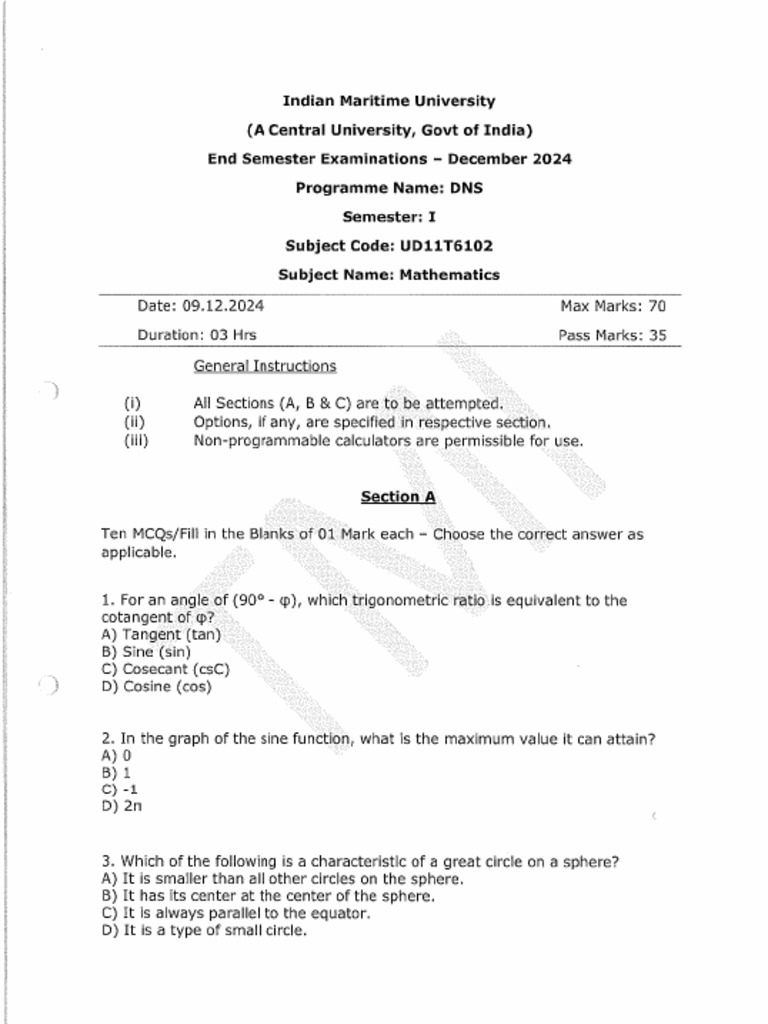 Maths QP 2024 | PDF | Trigonometric Functions | Sphere