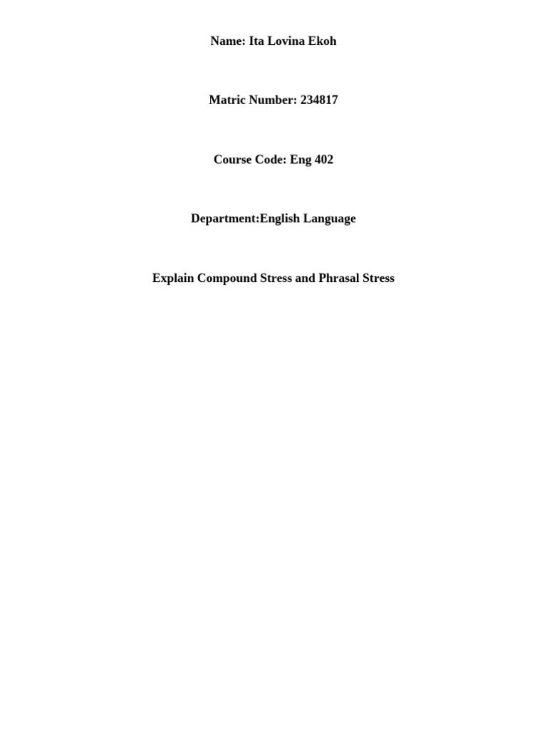 MP Assignment | PDF | Stress (Linguistics) | Phonology