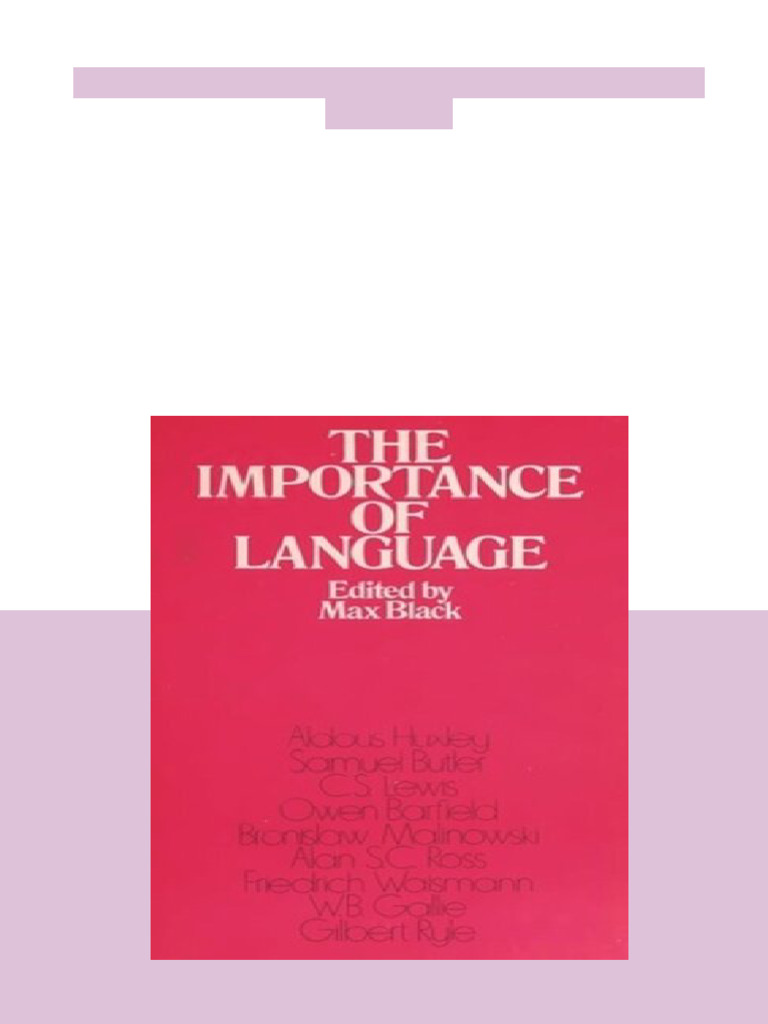 The Importance of Language Max Black (Editor) Online PDF | PDF | Thought