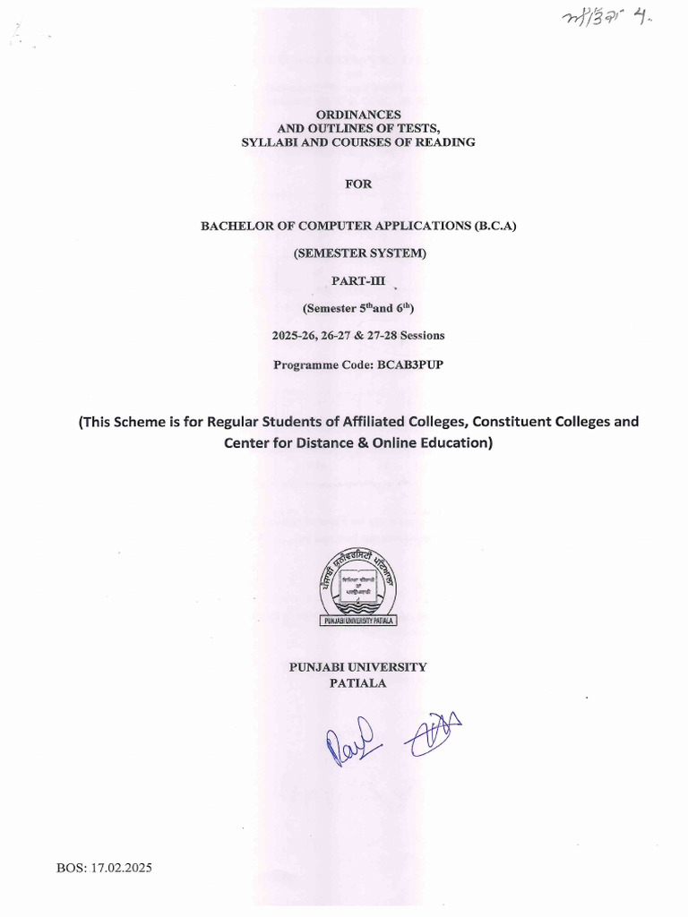 Bca Part-III (Sem V&vi) For Regular, Affiliated Colleges, Constituent ...