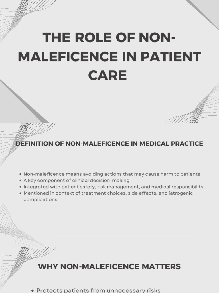 Non-Maleficence in Patient Care | PDF
