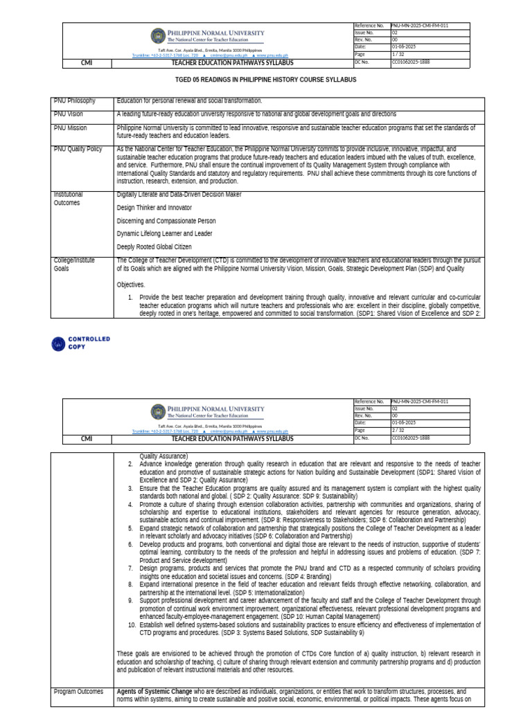 Teacher Education Pathways Syllabus | PDF | Sustainability | Teacher Education