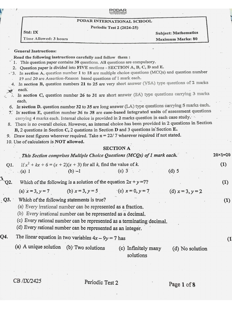 Maths Hye Pyq | PDF