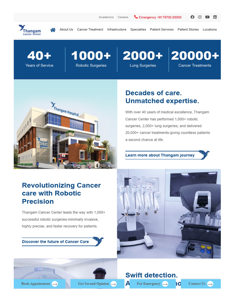 Thangam Cancer Center: Expert Care | PDF | Cancer | Oncology