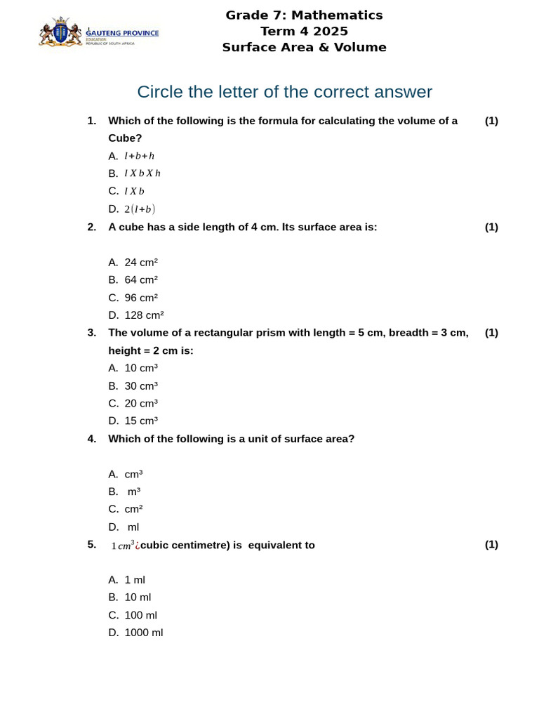Volume Practice Worksheet | PDF | Volume | Area