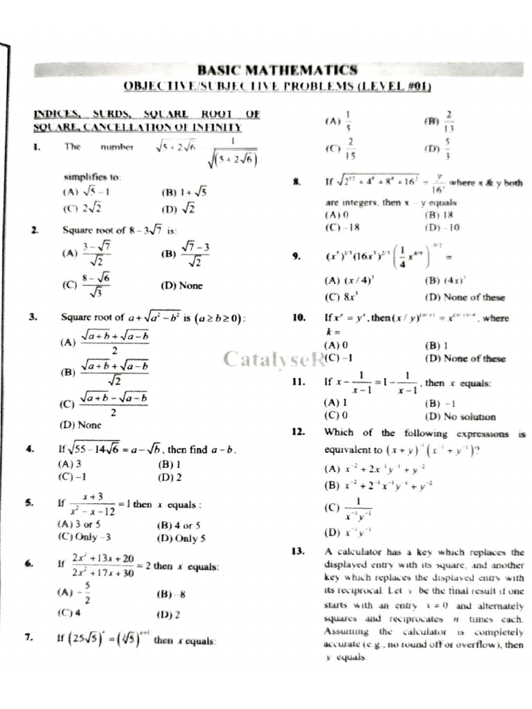 Basic Maths Part 1 | PDF