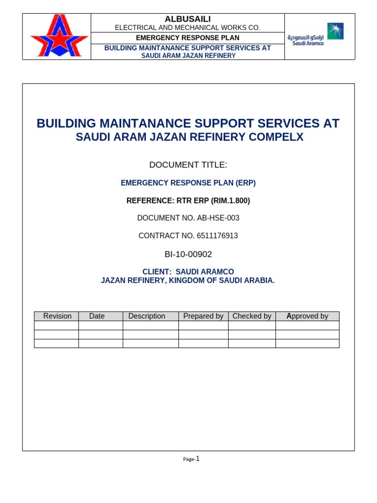 Aramco Emergency Response Plan | PDF | Emergency | Emergency Management
