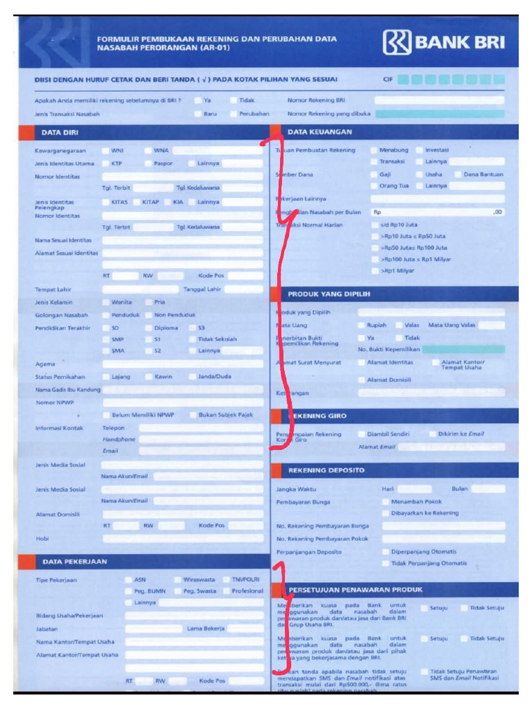 Contoh Pengisian Form Pembukaan Rekening | PDF