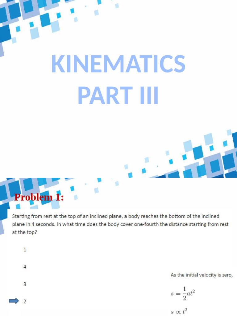 Problems in Kinematics Part III | PDF