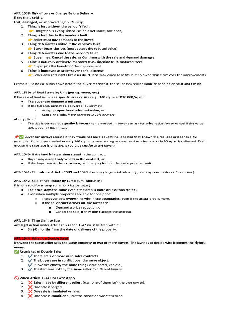 Risk of Loss and Sale Conditions Explained | PDF | Implied Warranty ...