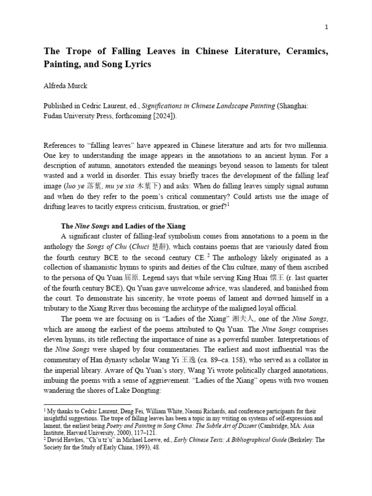 The Trope of Falling Leaves in Chinese L | PDF