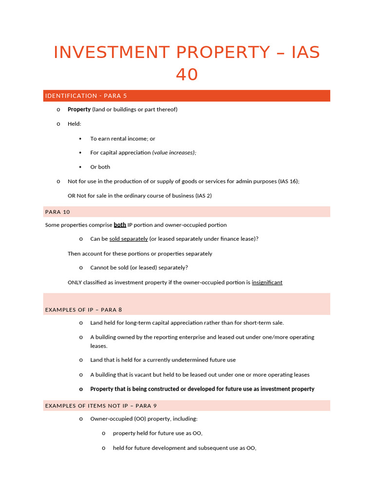 Understanding IAS 40 Investment Property | PDF | International ...