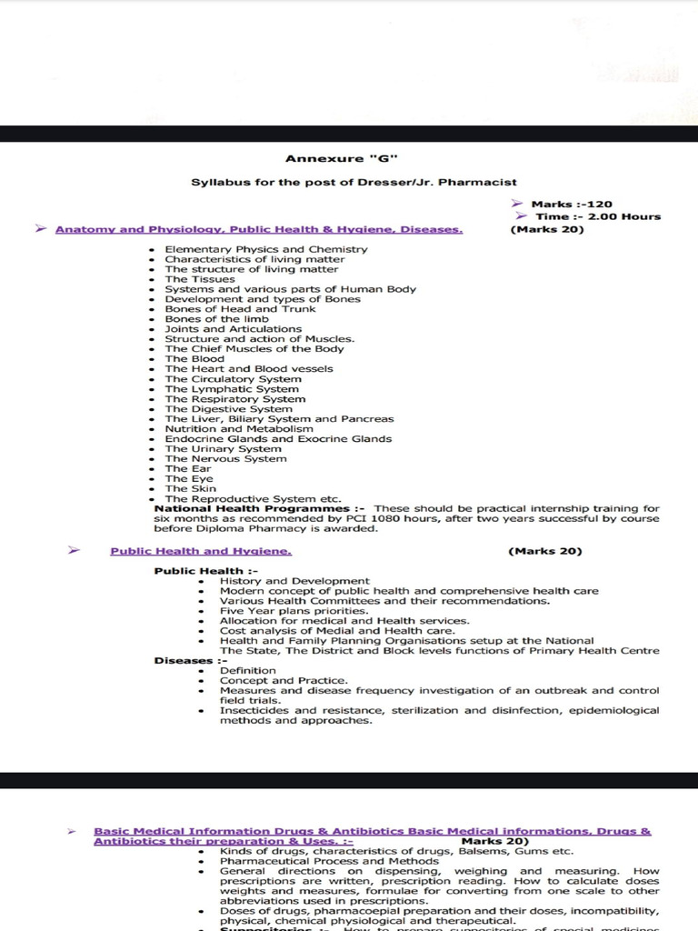 JKSSB Junior Pharmacist Syllabus 2025 | PDF | Surgery | Medicine