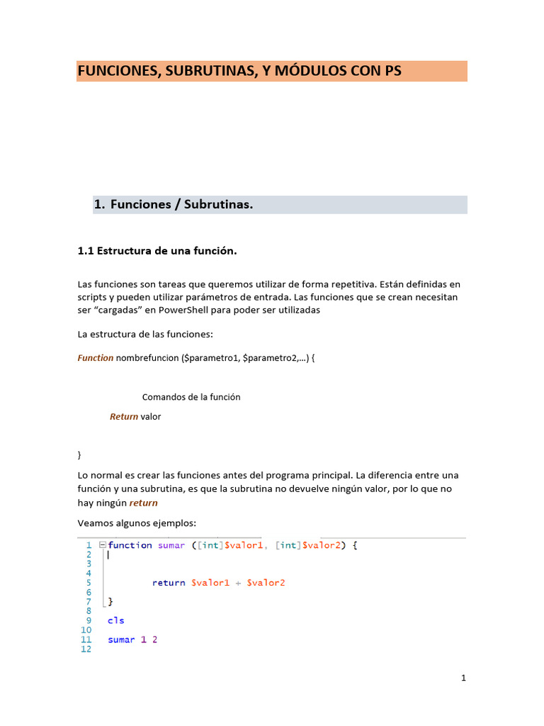 05 Funciones Con Powershell | PDF | Archivo de computadora | Función ...