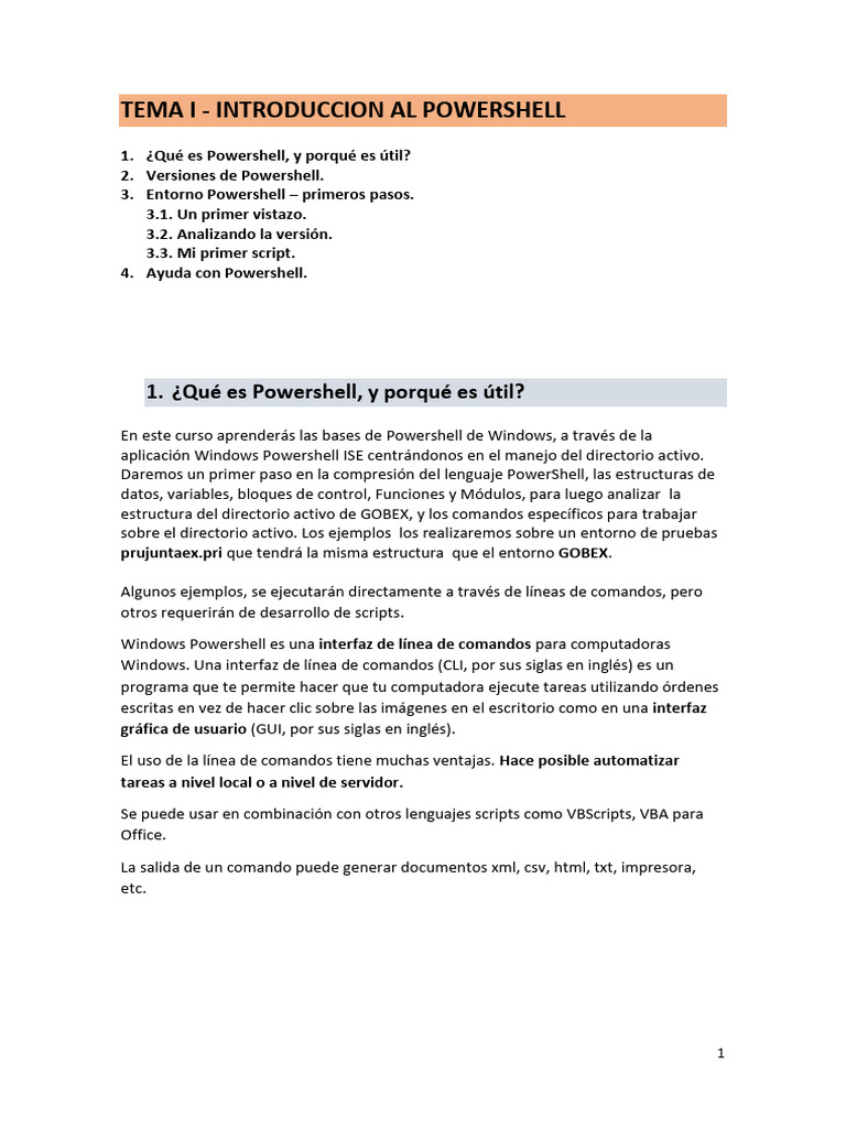01 Introduccion Al Powershell | PDF | Shell (informática) | Microsoft Windows