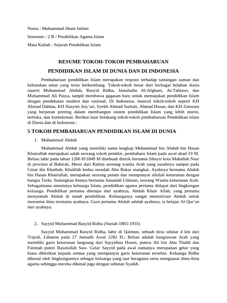 Tokoh Pembaharuan Pendidikan Islam | PDF