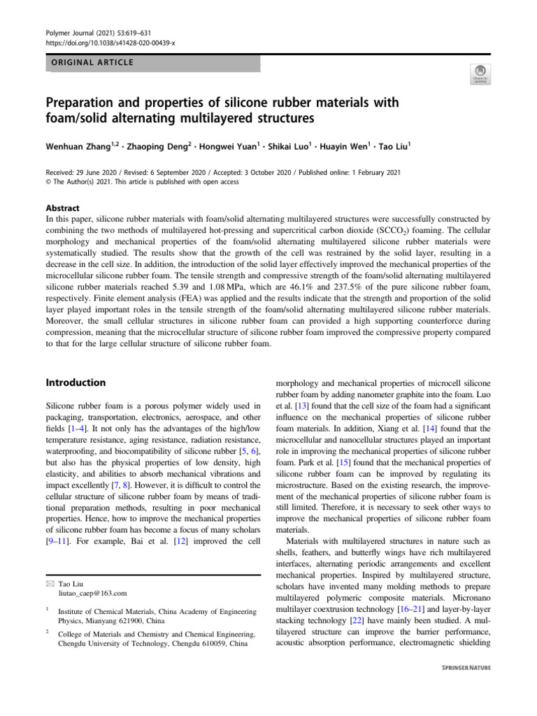 Preparation and Properties of Silicone Rubber Materials With 2finv09q8x ...