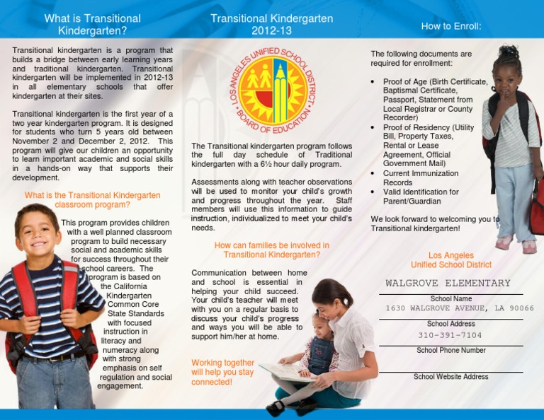 Transitional Kindergarten Brochure (English) | PDF