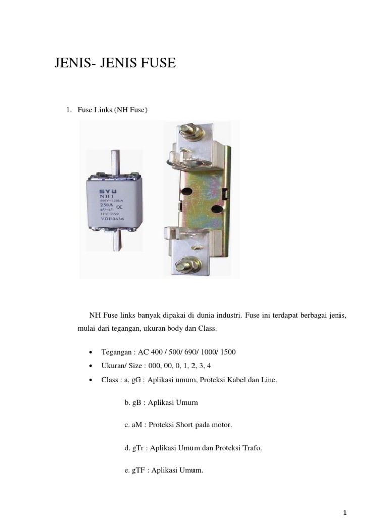 JENIS - Jenis Fuse | PDF | Sains & Matematika | Teknologi & Rekayasa