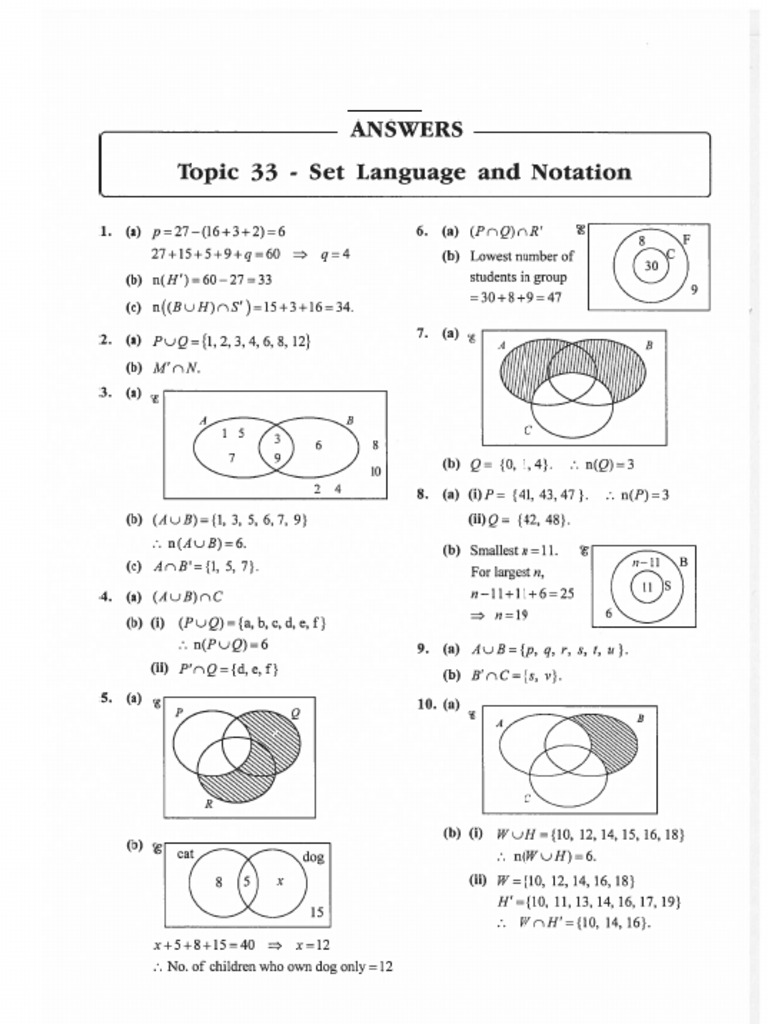 Sets Answers | PDF