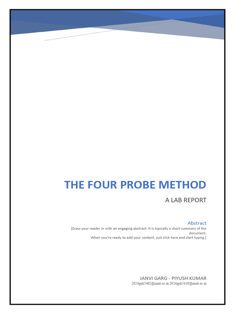 Four Probe Method for Resistivity Measurement | PDF | Electrical ...