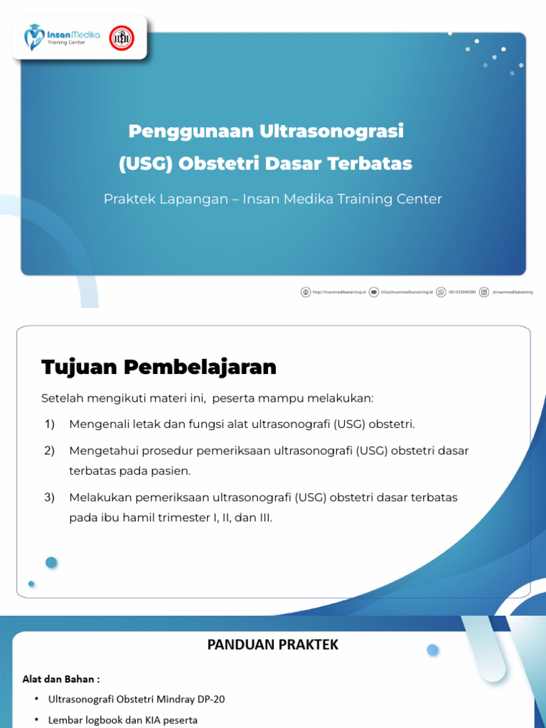 PL 3.3 Penggunaan USG Obstetri Dasar Terbatas - Praktek USG - PPTX - Google Slide | PDF