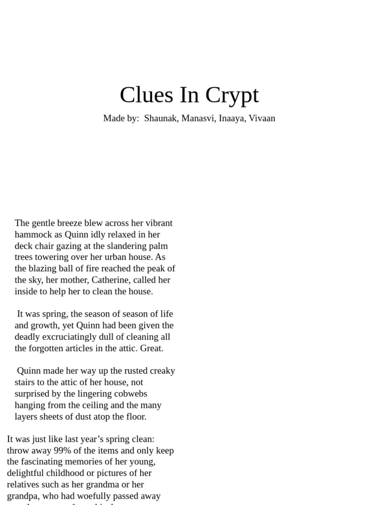 Clubtime Homework - Clues in Crypt | PDF