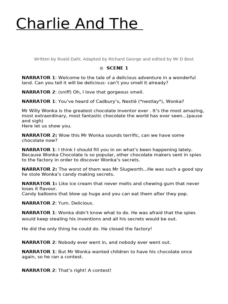 Charlie and The Chocolate Factory Script 2 (AutoRecovered) | PDF ...