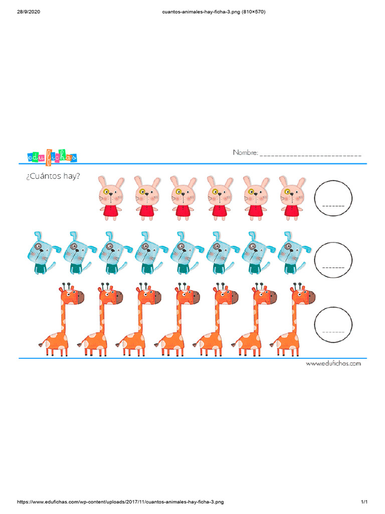 Cuántos animales hay: Ficha 3 | PDF