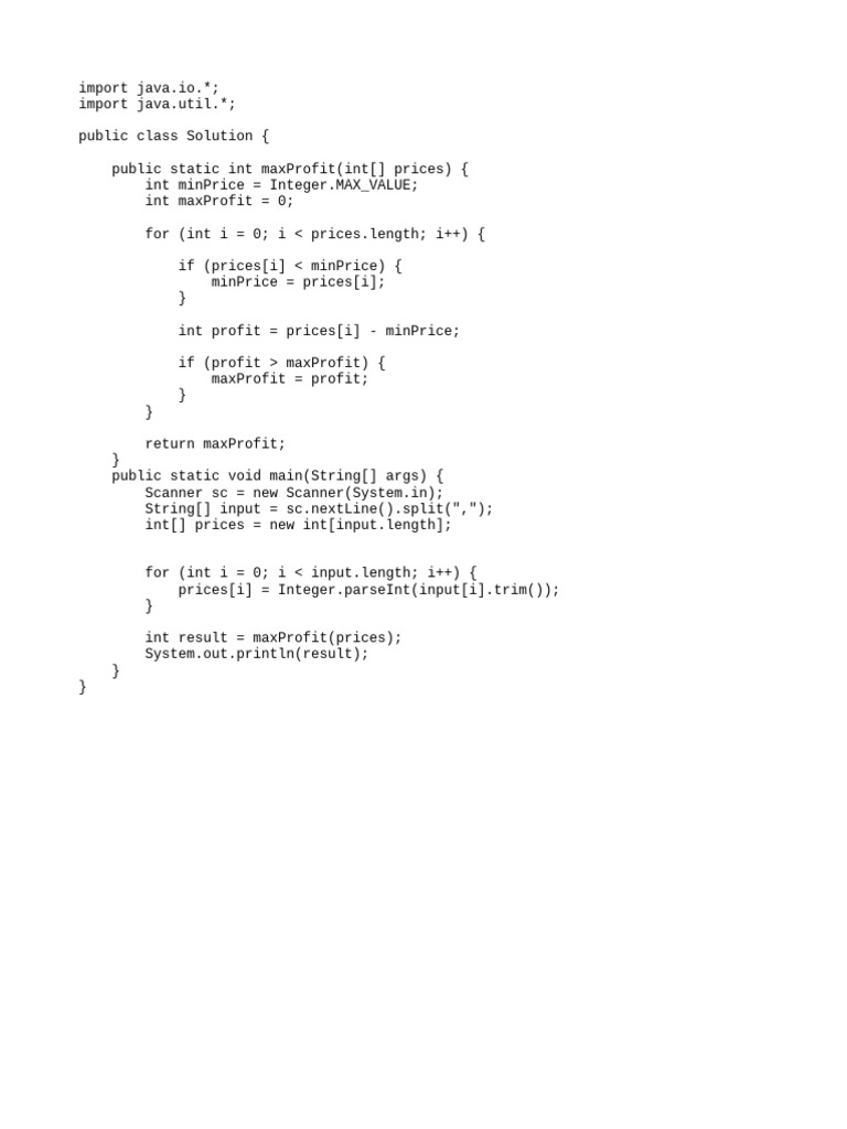 Java Max Profit Algorithm | PDF