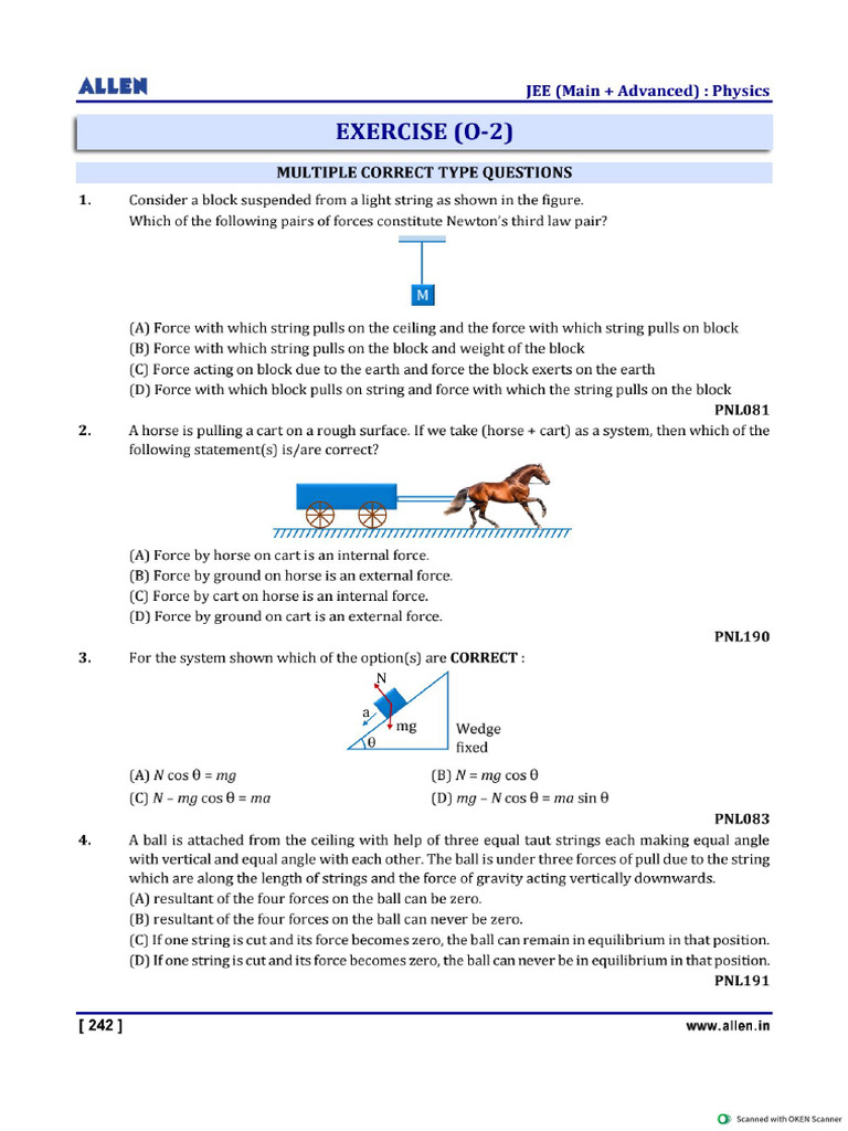 Exercise - Newton - S Laws of Motion | PDF