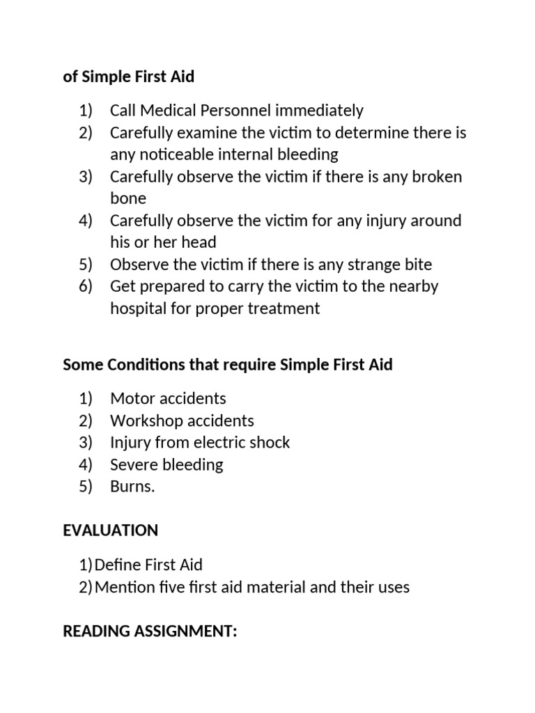 Simple First Aid | PDF