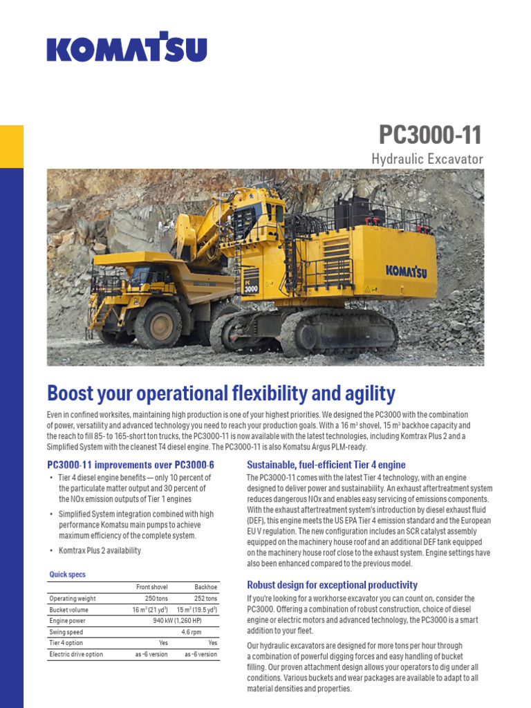 PC3000-11 Excavator: Power & Efficiency | PDF | Engines | Diesel Engine