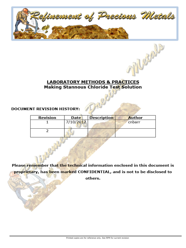 Stannous Chloride Test Solution Guide | PDF | Materials | Chemical ...