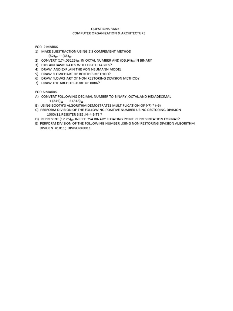 Coa Question Bank | PDF