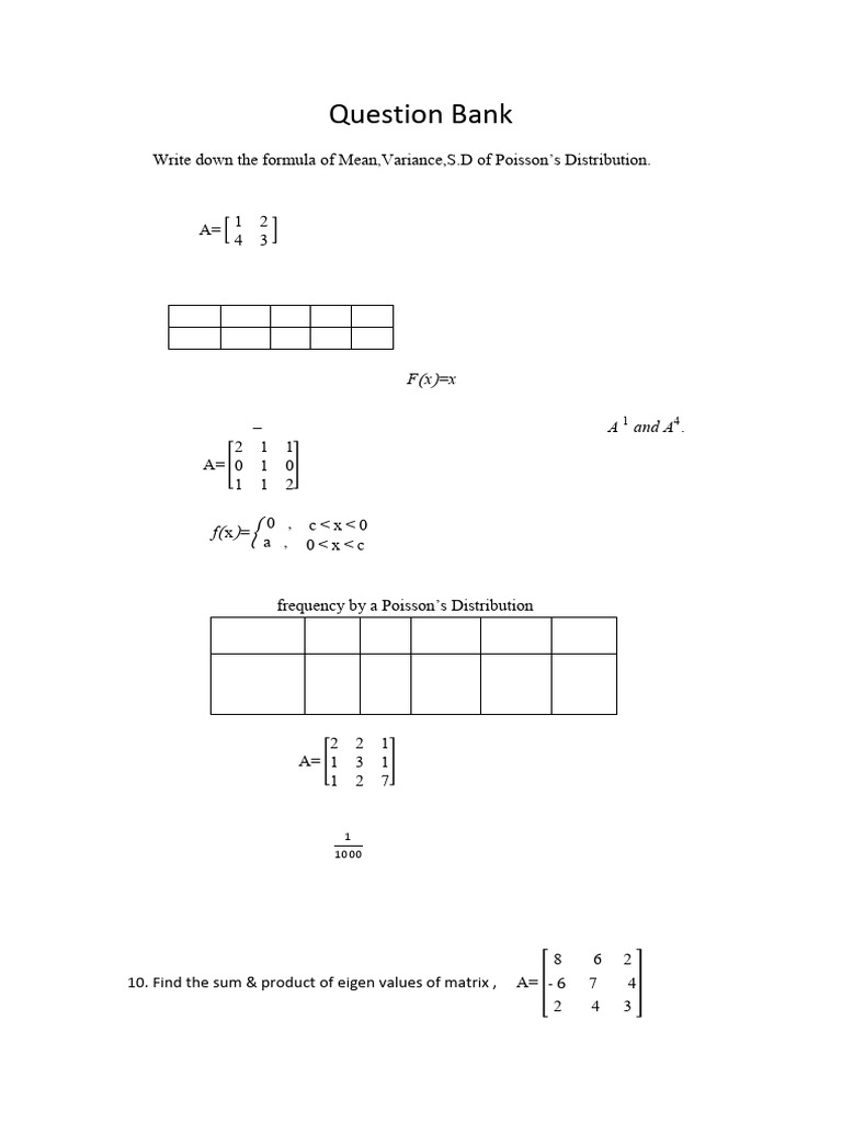 Math's Question Bank (Co & Ai&Ml) | PDF