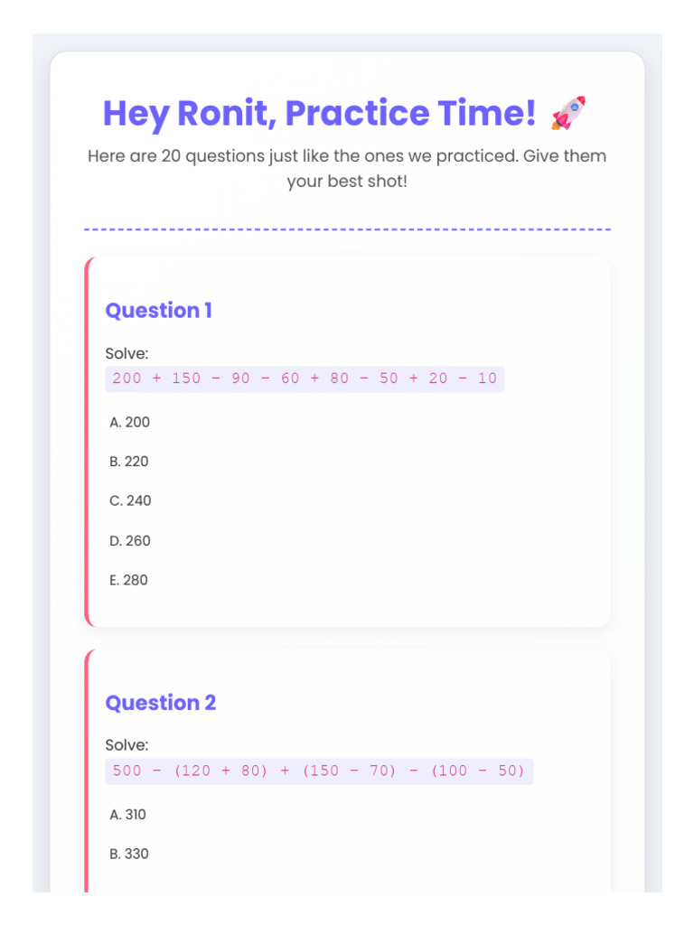 Grade 3 Math Practice Questions | PDF