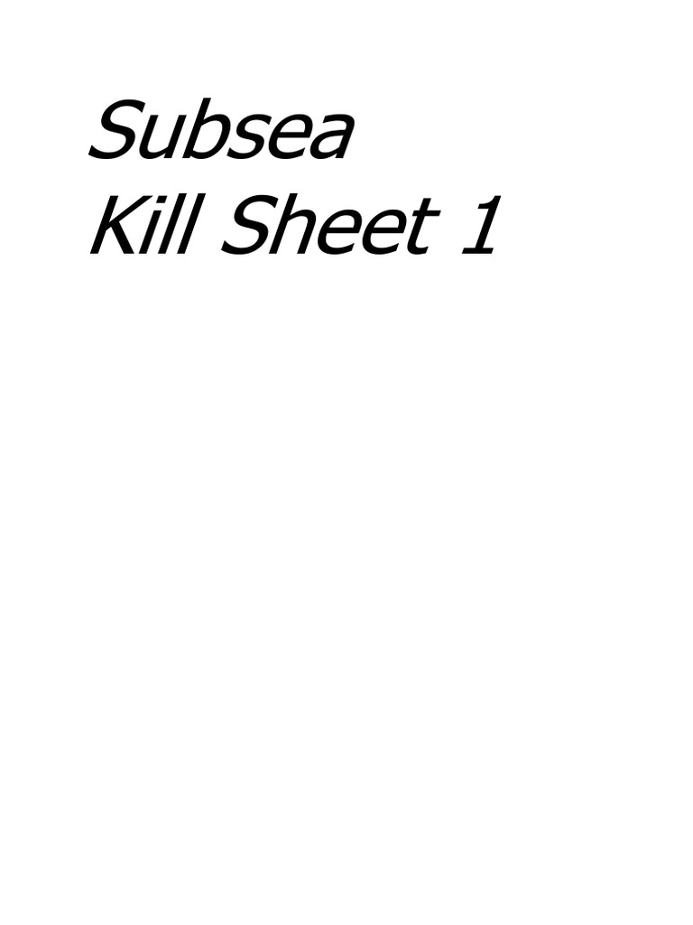 Sub Sea Kill Sheet Exercise From Manual 200811 | PDF
