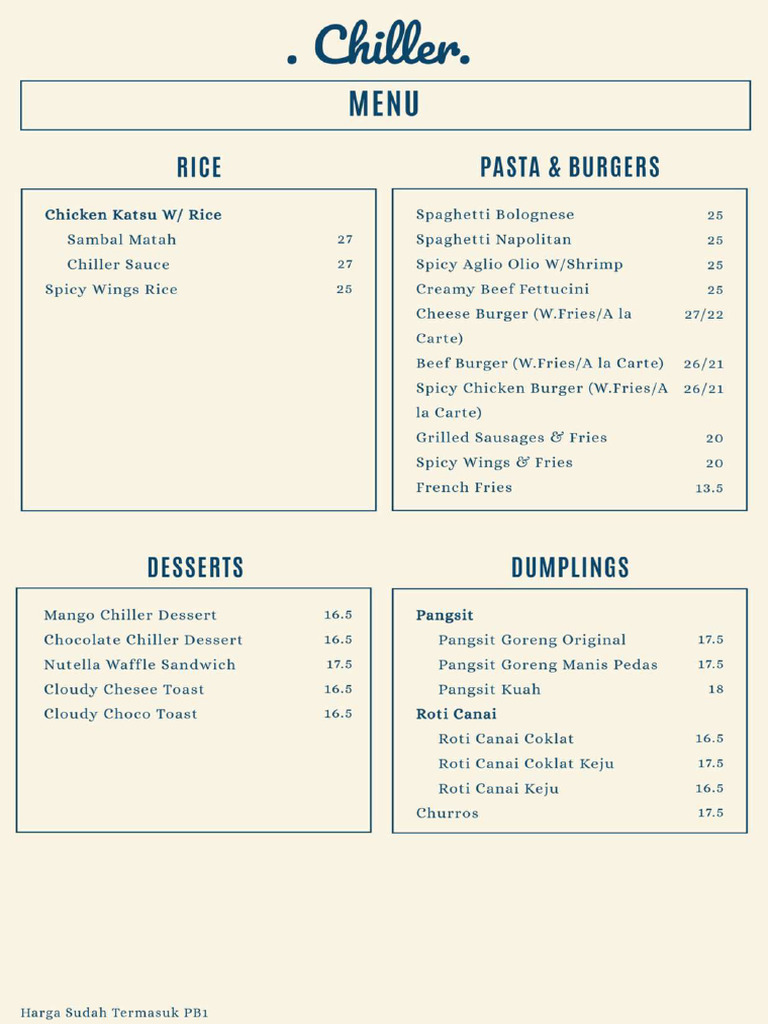 Menu Chiller Cafe | PDF