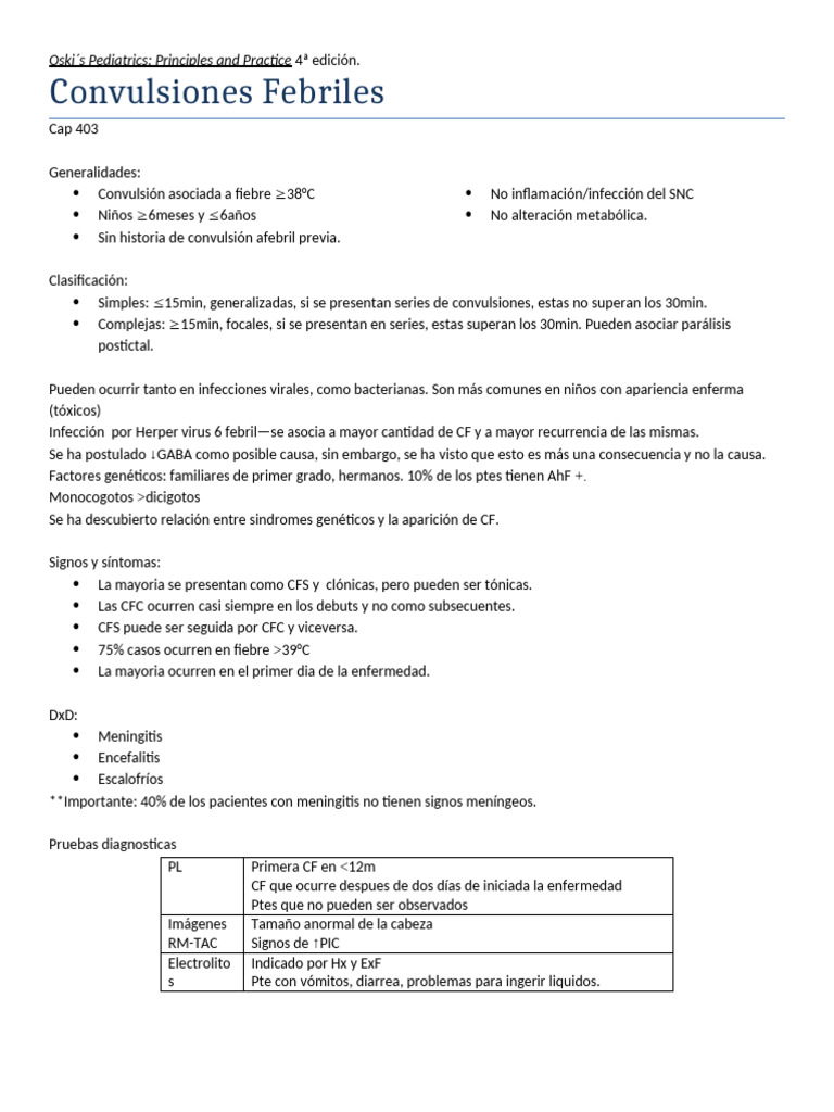 Convulsiones Febriles en Niños: Guía Clínica | PDF | Sistema nervioso ...