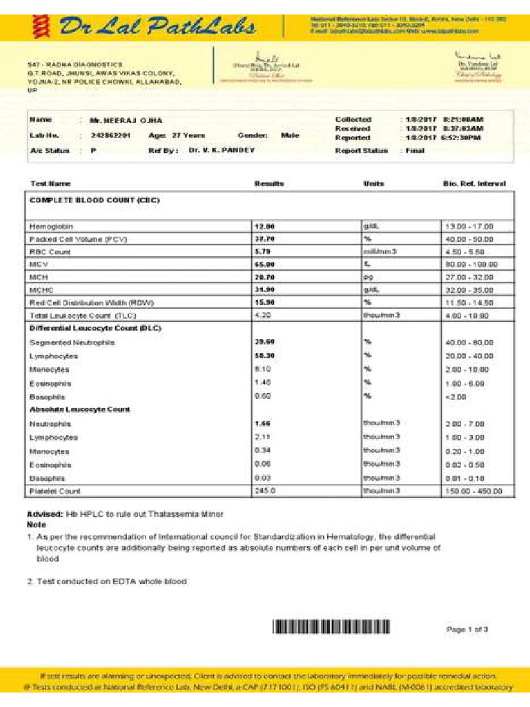 Blood Report | PDF