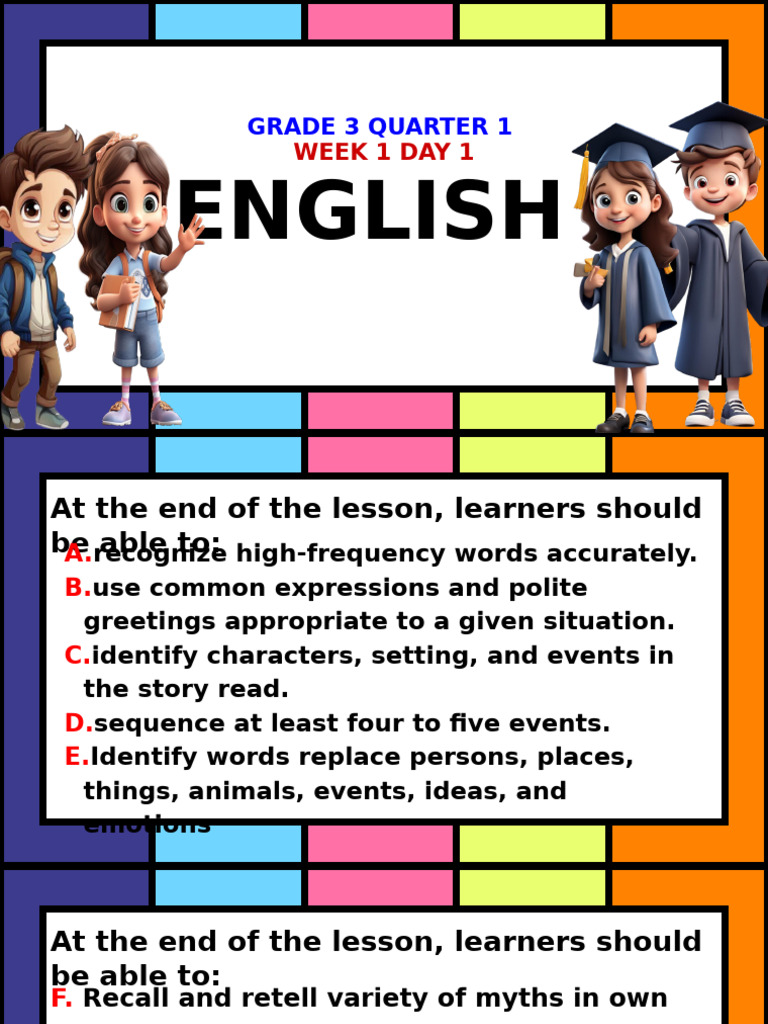 g3 English q1 Week 1 Day 1 | PDF
