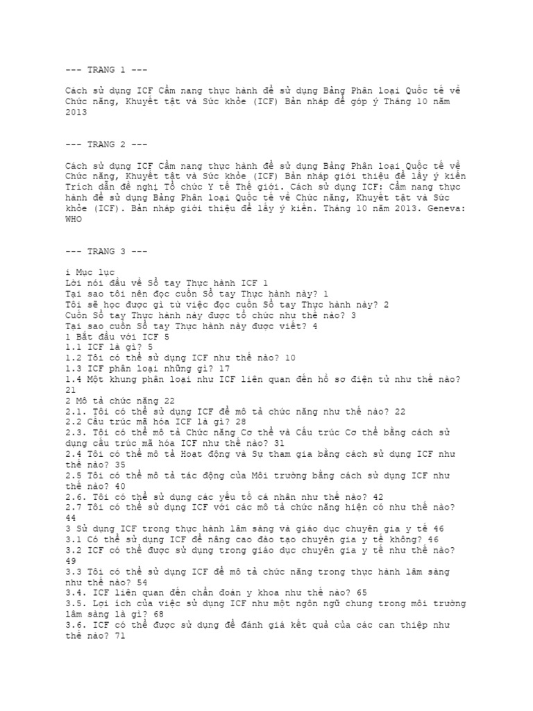 How To Use The ICF Translation Vietnamese | PDF